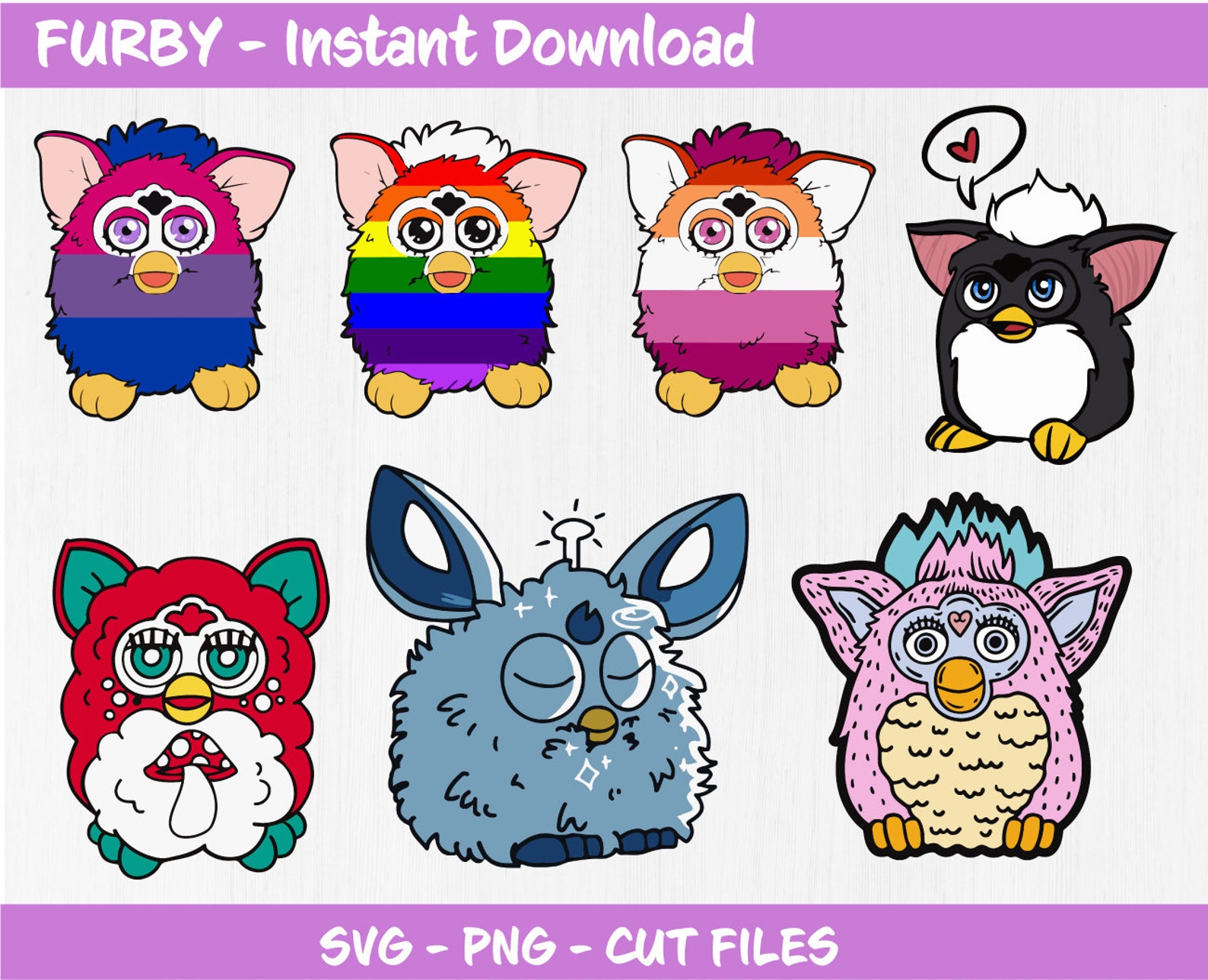 Furby Clipart 90s Kids Cartoon Bundle Shirt Files for Cricut - Etsy