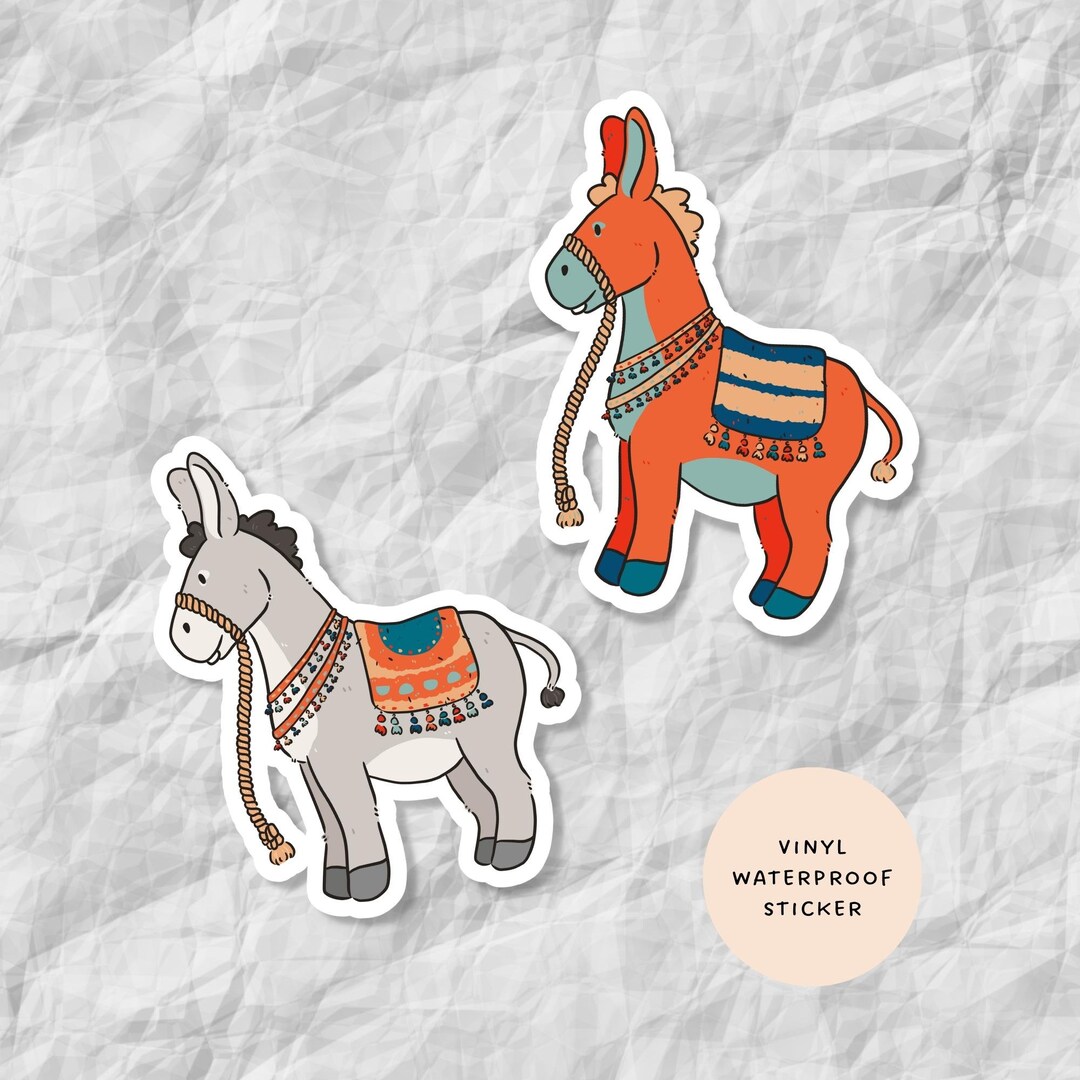 Donkey Sticker, Vinyl Die Cut Sticker, Waterproof, Retro Colored ...
