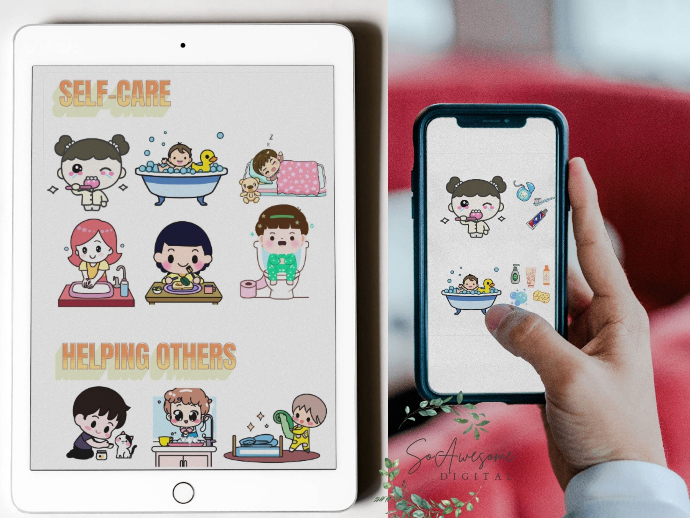Digital Stickers for Kid's Daily Routine, Toddlers' Everyday Activity ...
