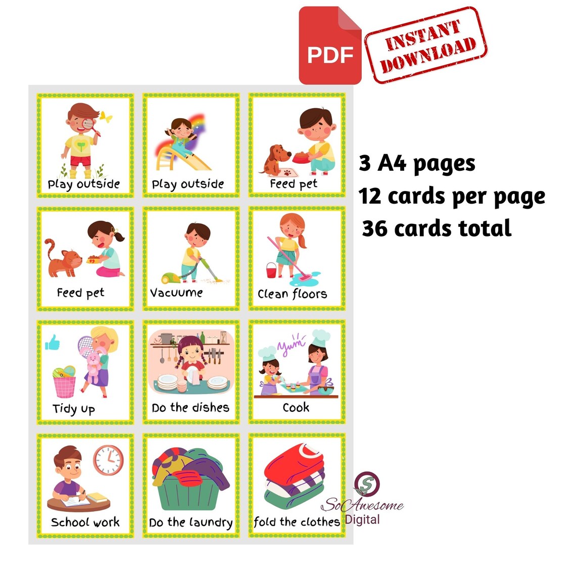 Printable Kids' Daily Routine and Chore Cards to Help Kids Stay ...
