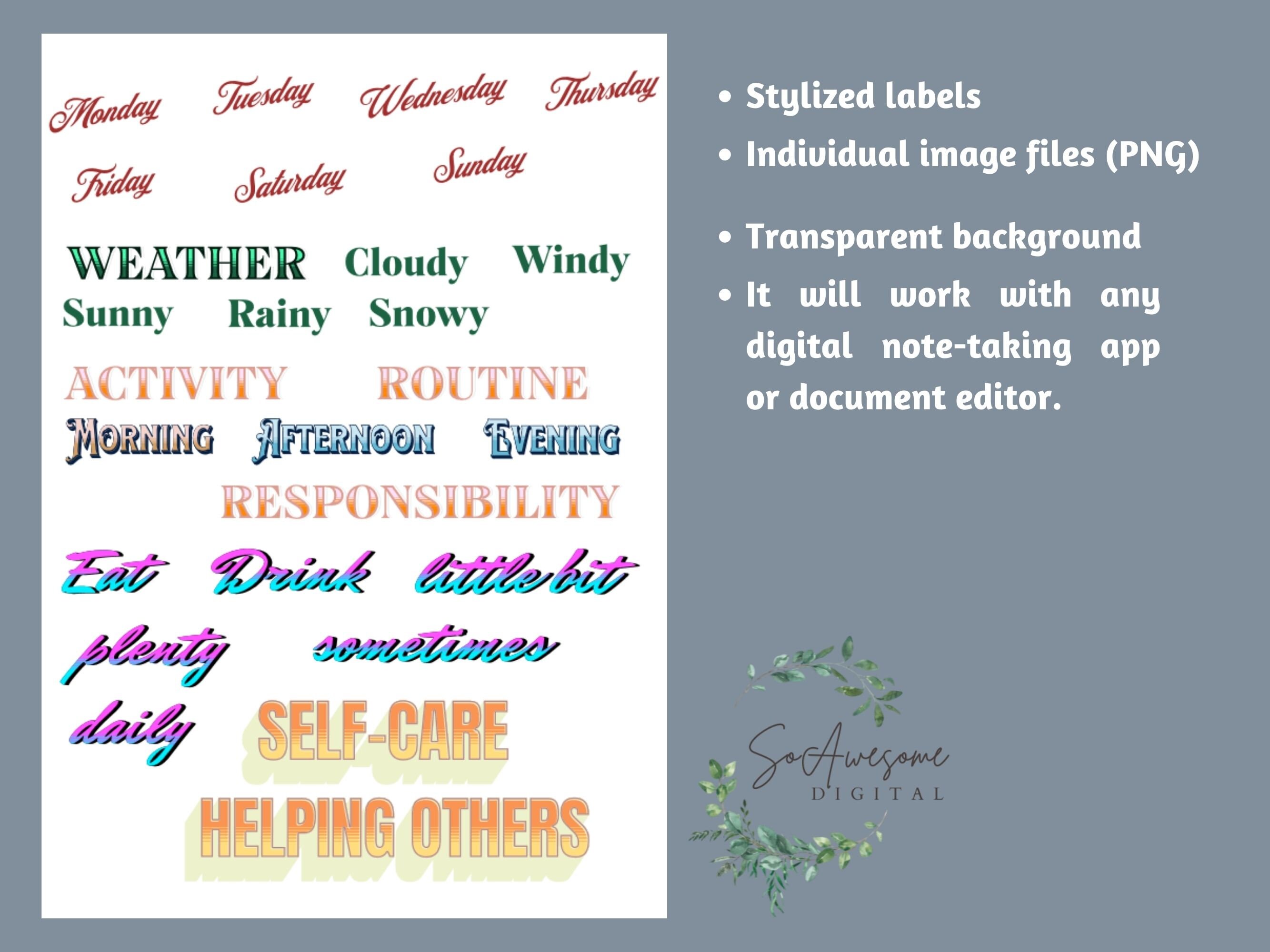 Digital Stickers for Kid's Daily Routine, Toddlers' Everyday Activity ...