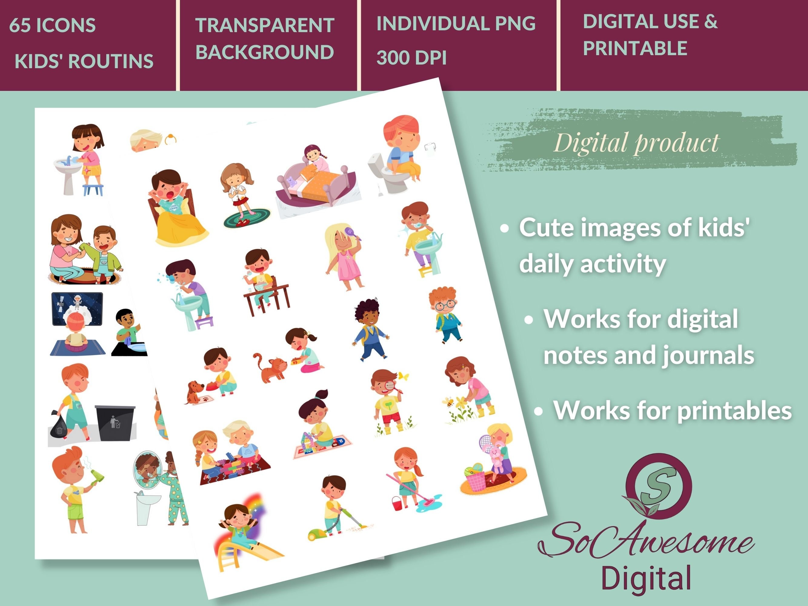 Visual Daily Routine for Kids, Individual Images for Making Kids' Daily ...