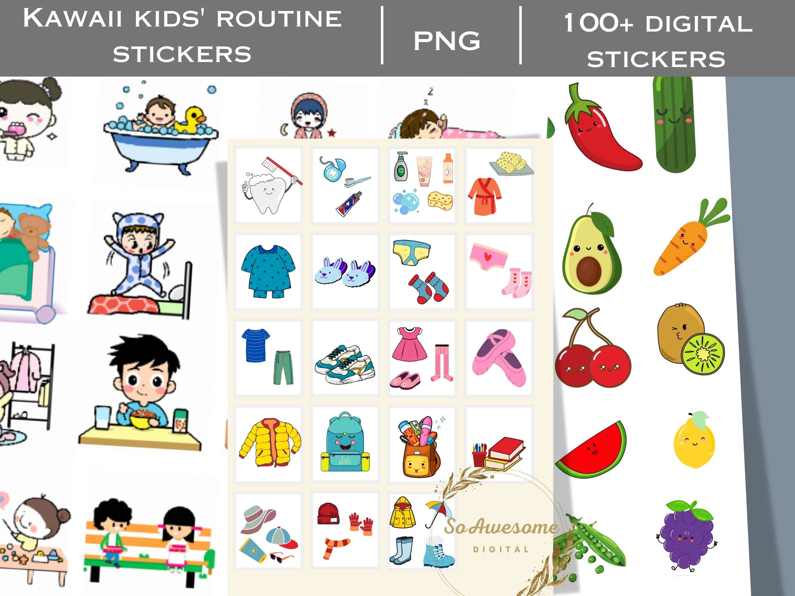 Digital Stickers for Kid's Daily Routine, Toddlers' Everyday Activity ...
