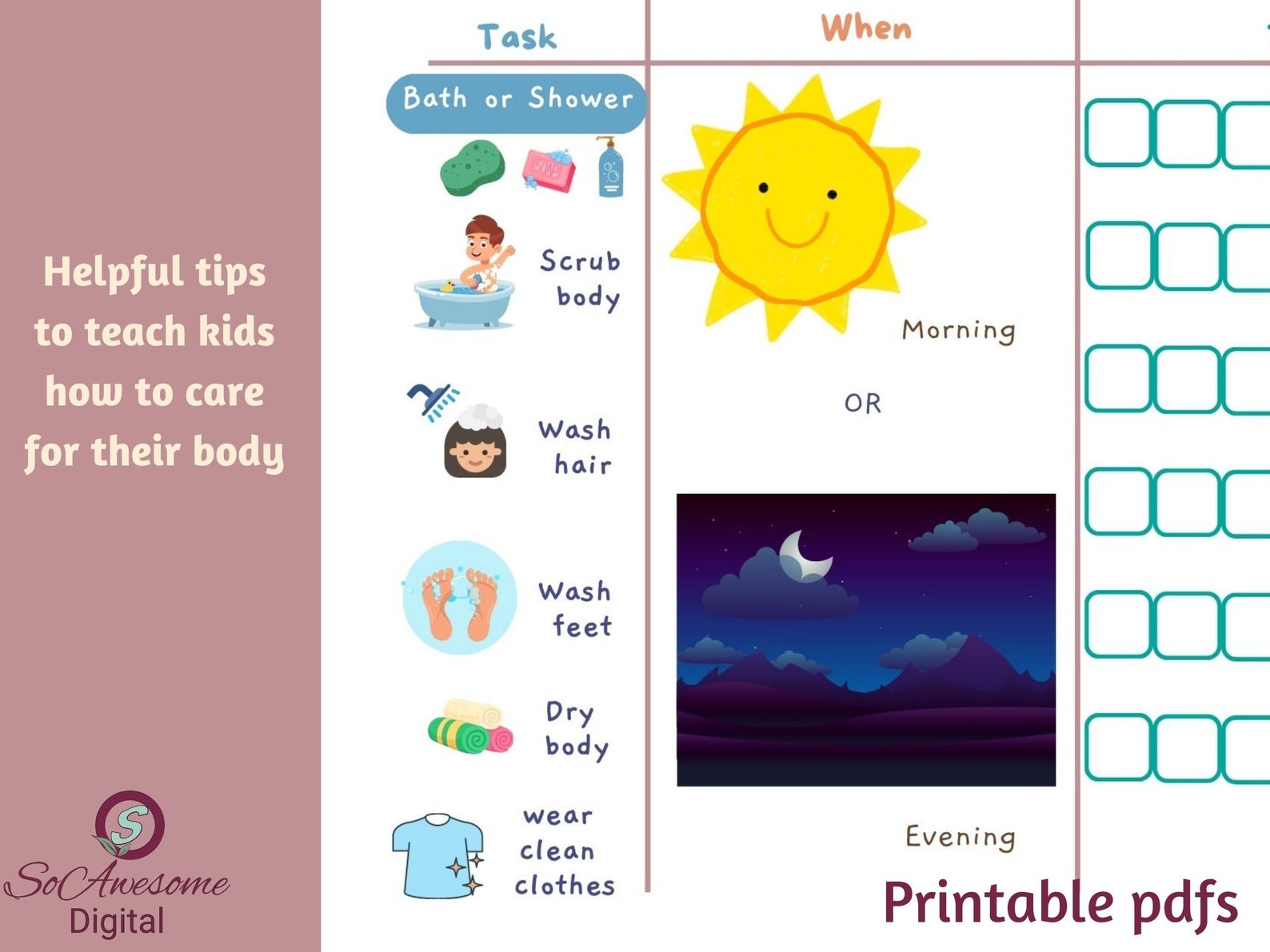 Fun and Engaging Kids Daily Hygiene Printable Chart | Develop Healthy ...