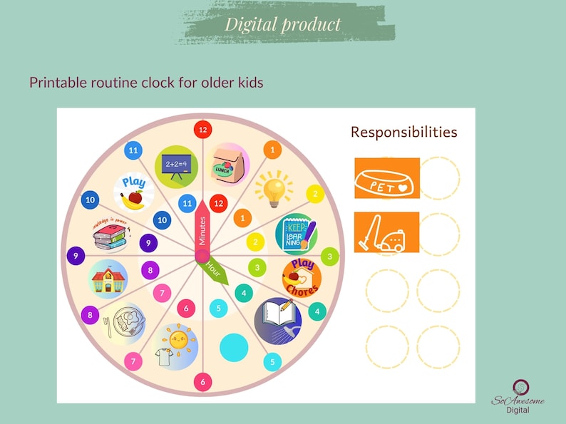 Reloj de rutina imprimible para niños pequeños, preescolares y de ...
