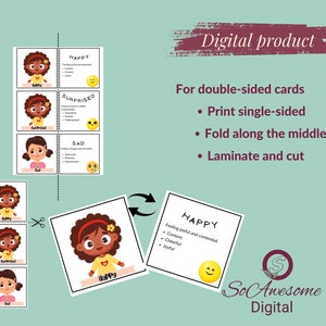 Printable Flashcards to Teach Feelings & Emotions, Digital Flashcards ...