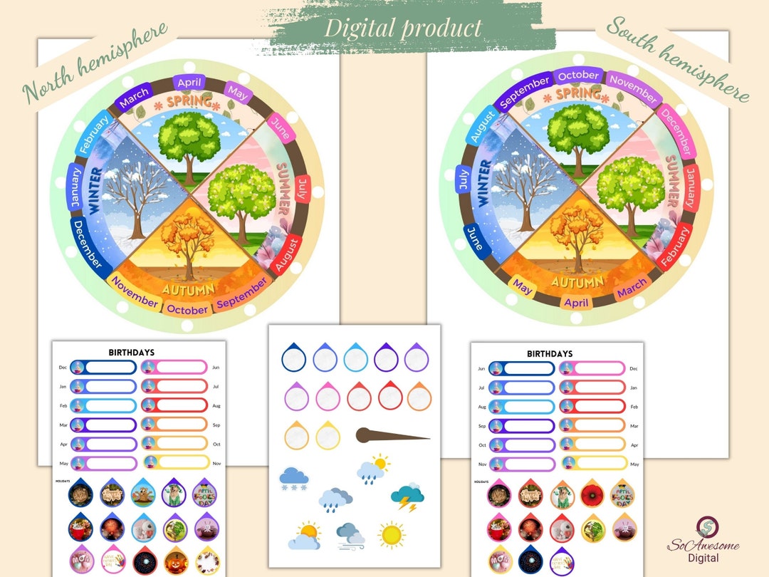 Interactive Printable Circular Calendar for Toddlers, Kindergarteners ...