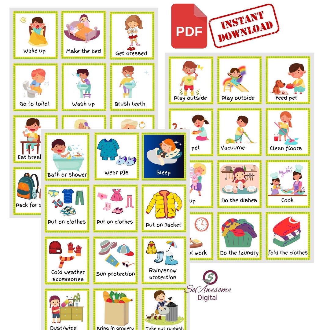 Printable Kids' Daily Routine and Chore Cards to Help Kids Stay ...