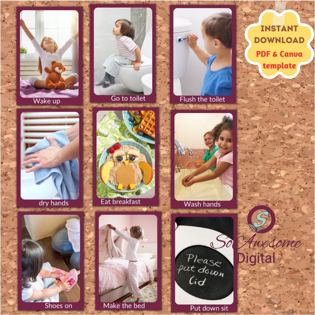 Printable Kids' Routine Cards and Chores and Editable Canva Template ...