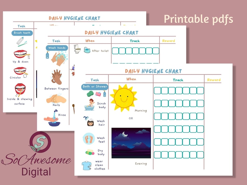 Fun and Engaging Kids Daily Hygiene Printable Chart | Develop Healthy ...