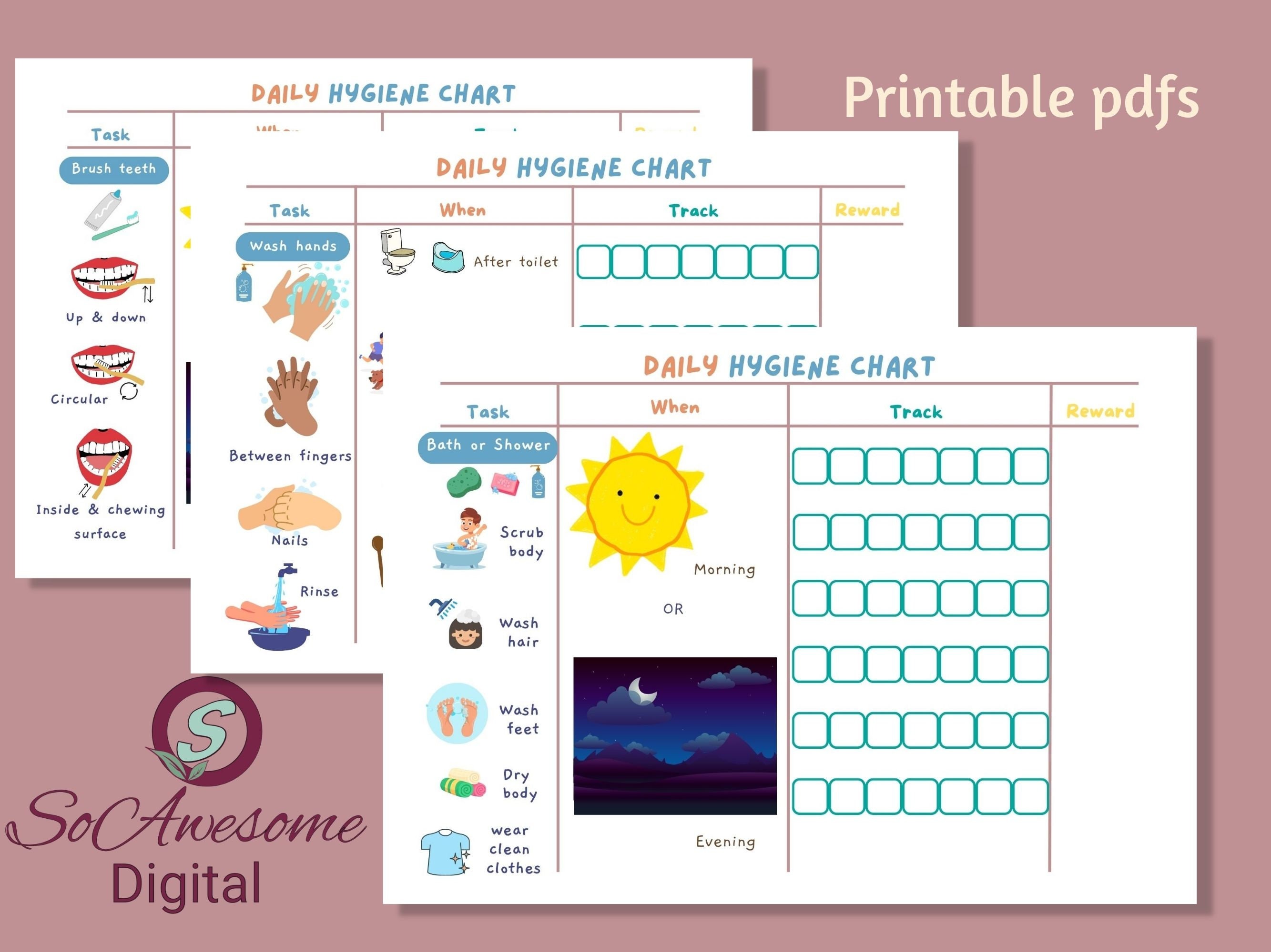 Fun and Engaging Kids Daily Hygiene Printable Chart | Develop Healthy ...