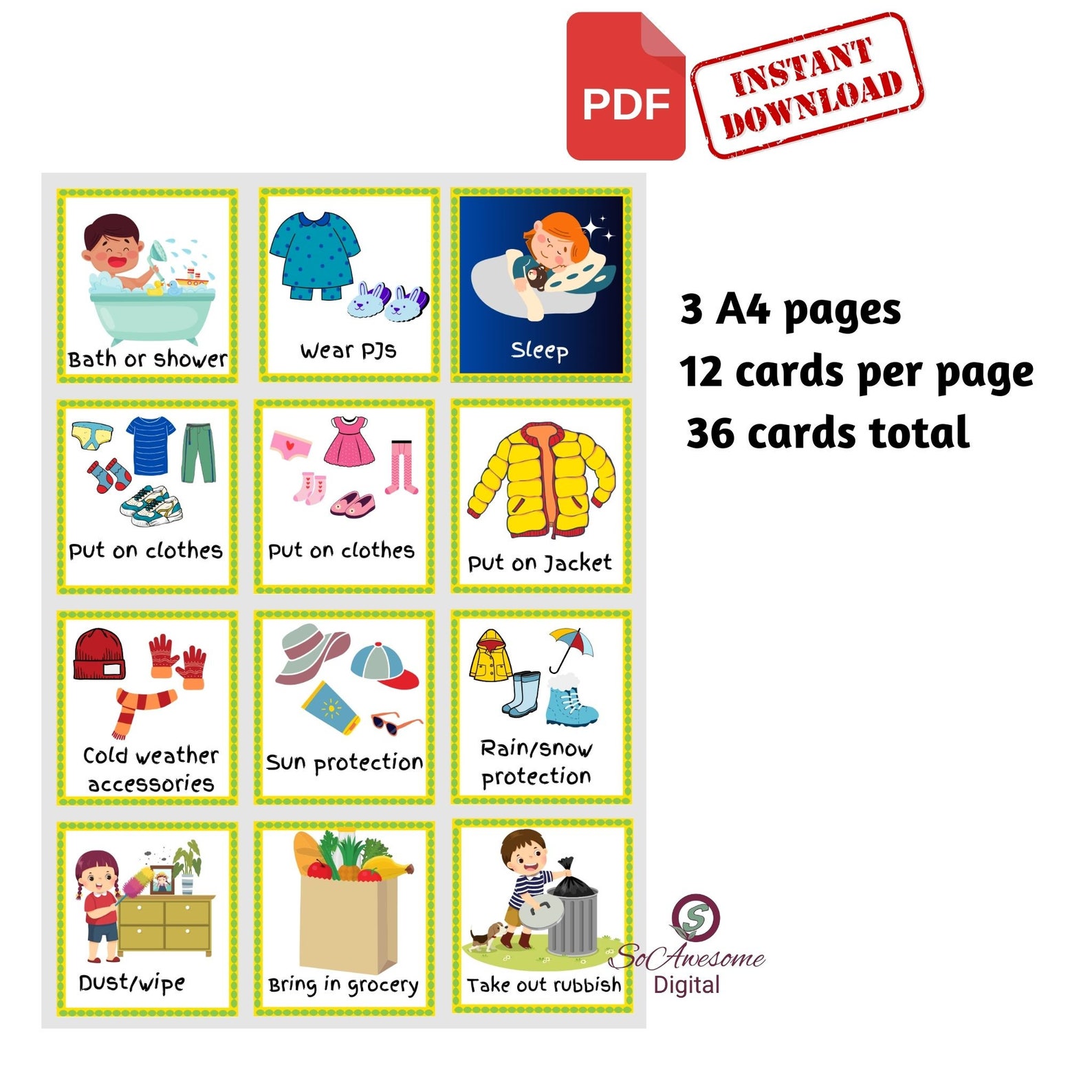Printable Kids' Daily Routine and Chore Cards to Help Kids Stay ...