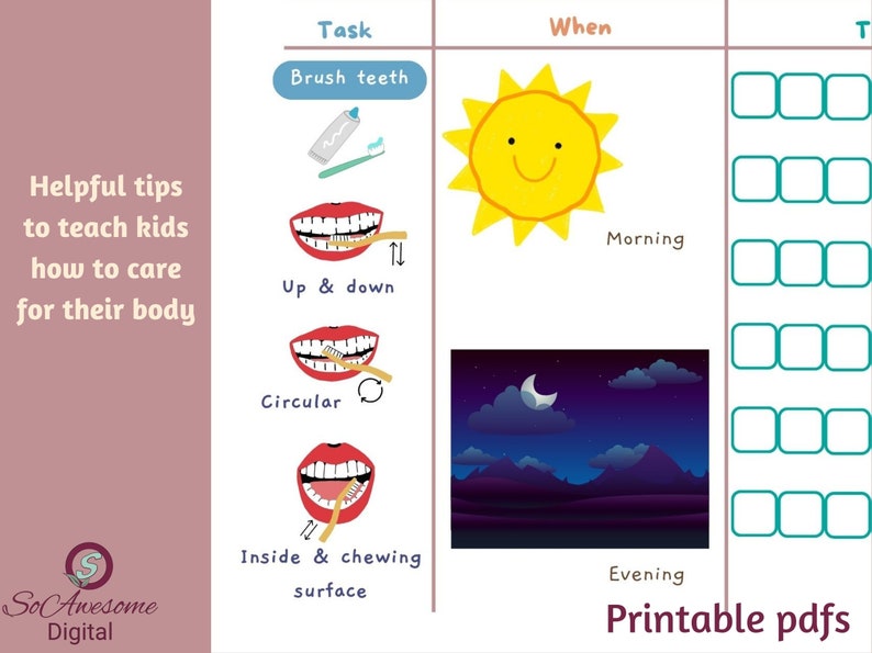 Fun and Engaging Kids Daily Hygiene Printable Chart | Develop Healthy ...