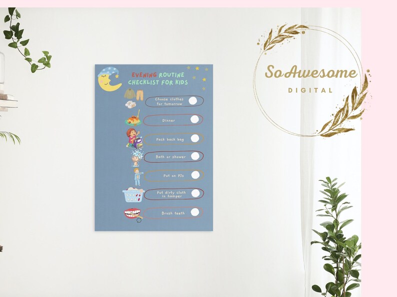 Printable Kid's Daily Routine Checklist, Children's Morning Schedule ...