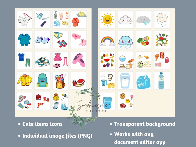 Digital Stickers for Kid's Daily Routine, Toddlers' Everyday Activity ...