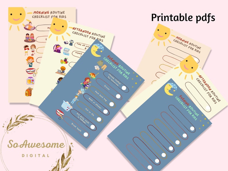 Printable Kid's Daily Routine Checklist, Children's Morning Schedule ...