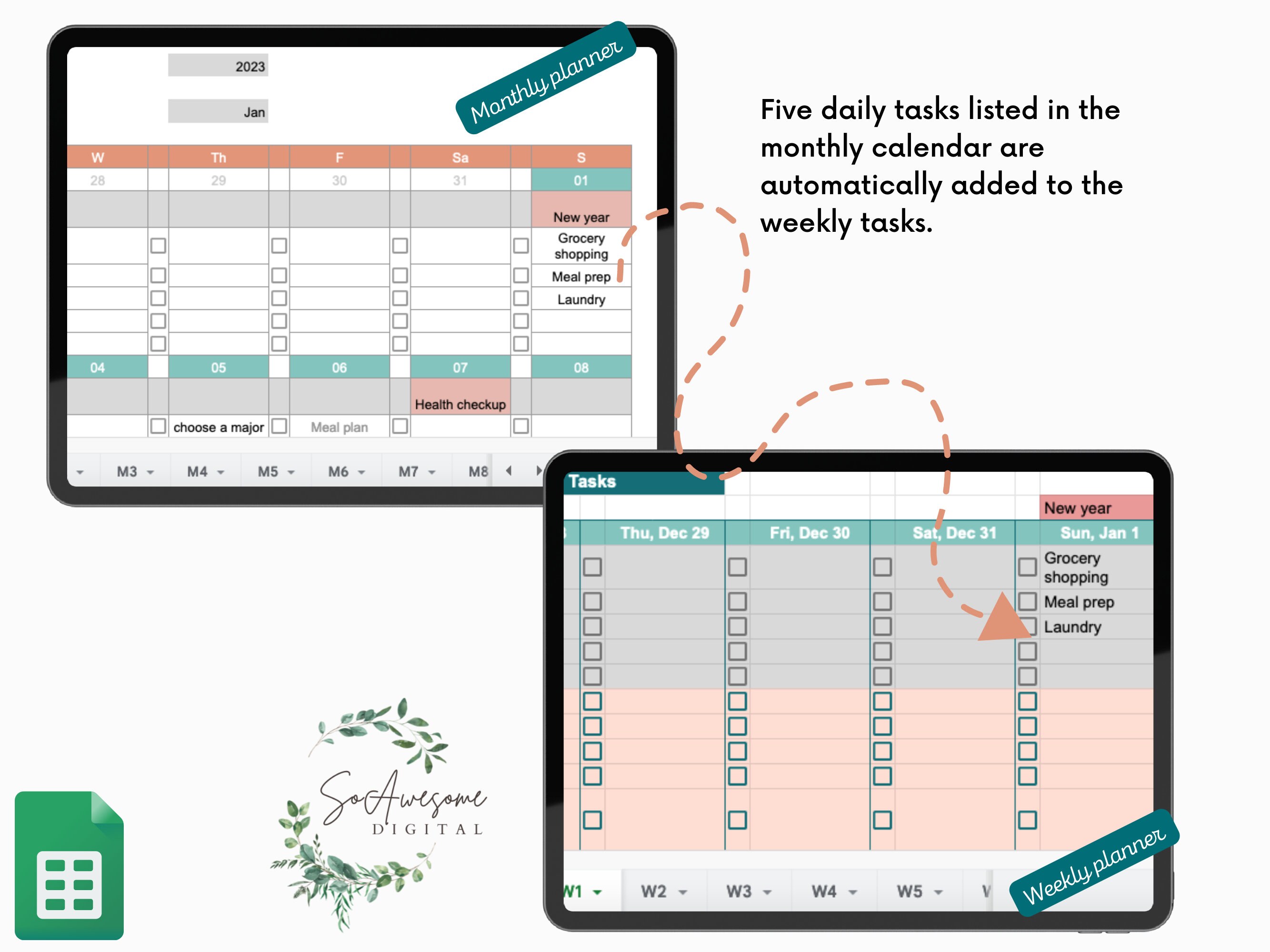 Google Sheets Annual Planner Digital Monthly Planner - Etsy