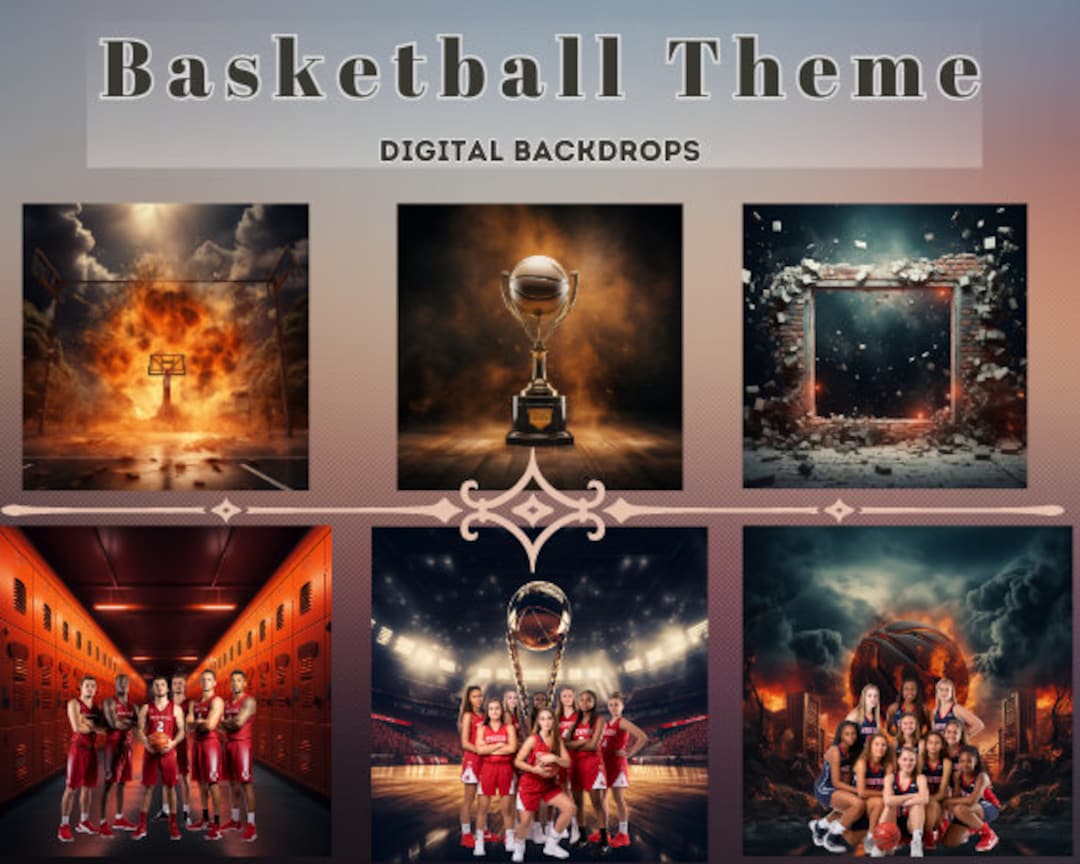 Basketball Digital Backdrop, Sports Background Scene, Poster Design ...