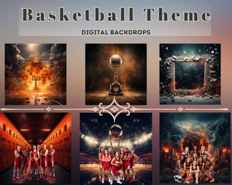 Basketball Digital Backdrop, Sports Background Scene, Poster Design ...