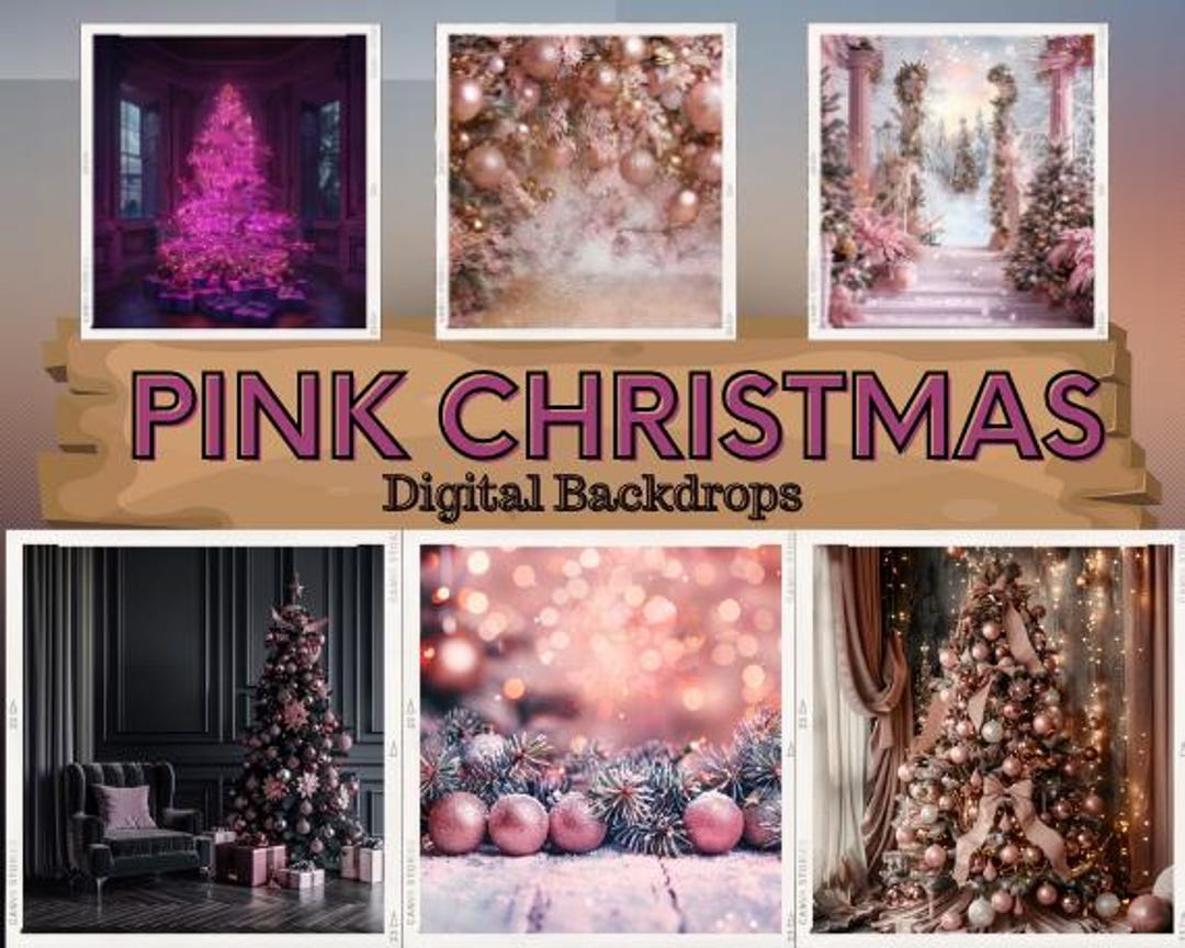 Pink Christmas Digital Backdrop – Holiday Photo Background for Mini ...