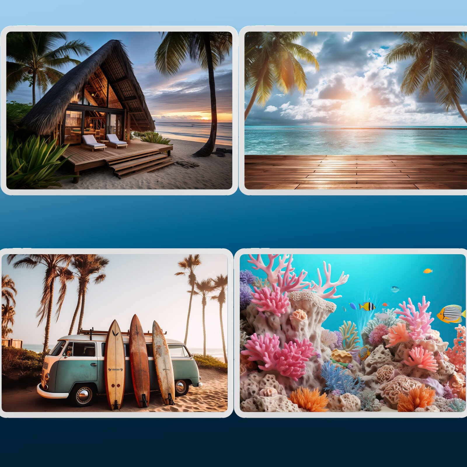 Digital Caribbean Background, Tropical Beach Wedding, Ceremony Backdrop ...