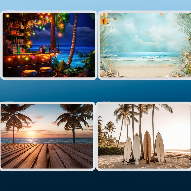 Digital Caribbean Background, Tropical Beach Wedding, Ceremony Backdrop ...