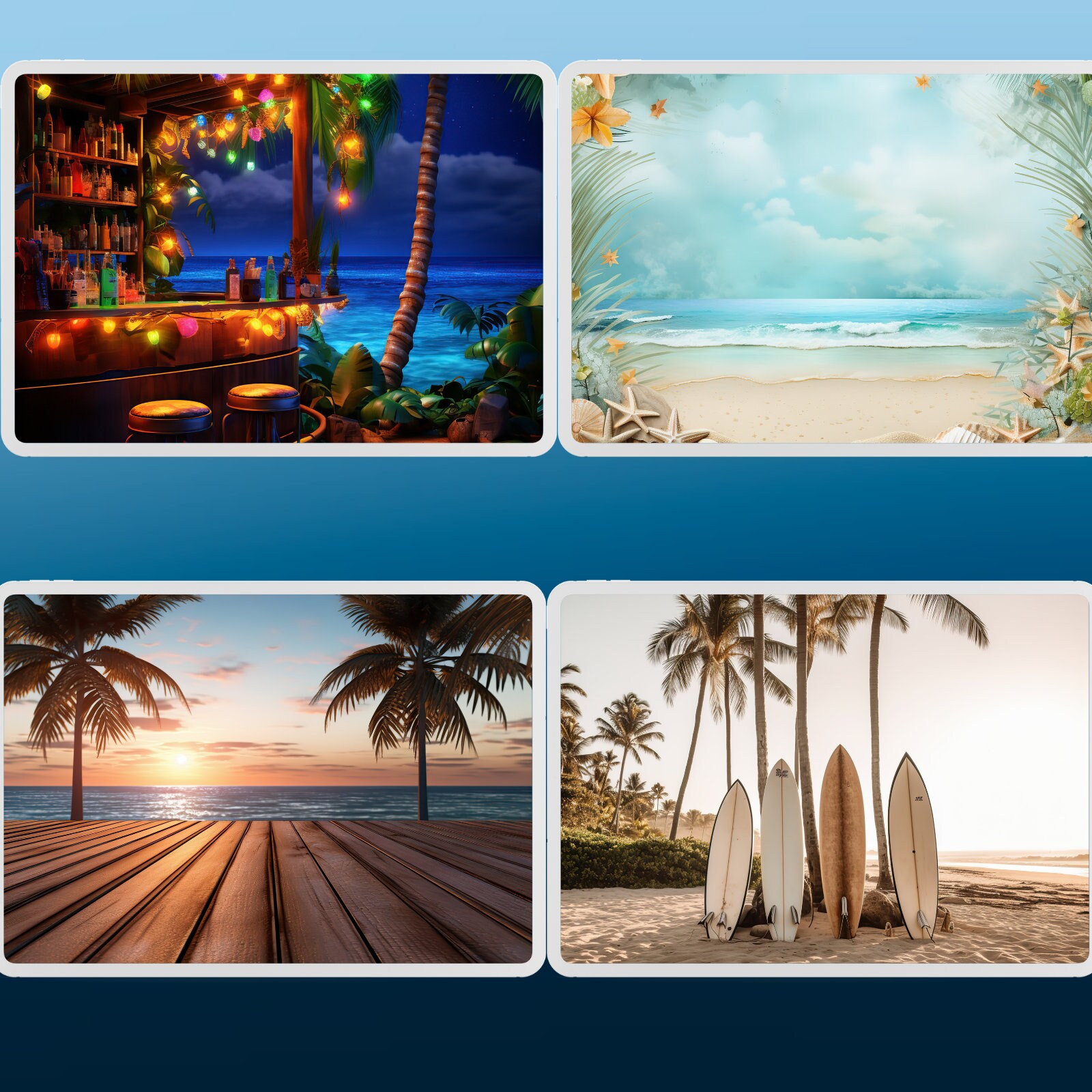 Digital Caribbean Background, Tropical Beach Wedding, Ceremony Backdrop ...