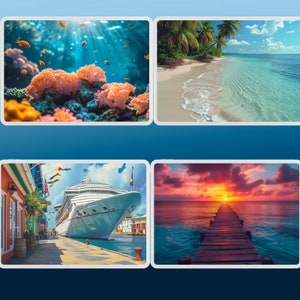 Digital Caribbean Background, Tropical Beach Wedding, Ceremony Backdrop ...