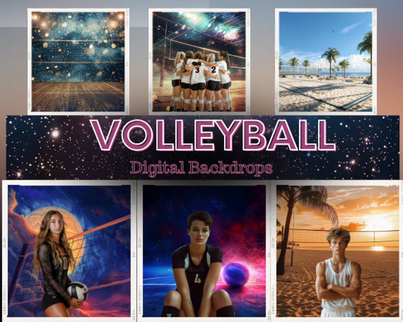 Volleyball Photo Background | Digital Sports Template | Editable ...