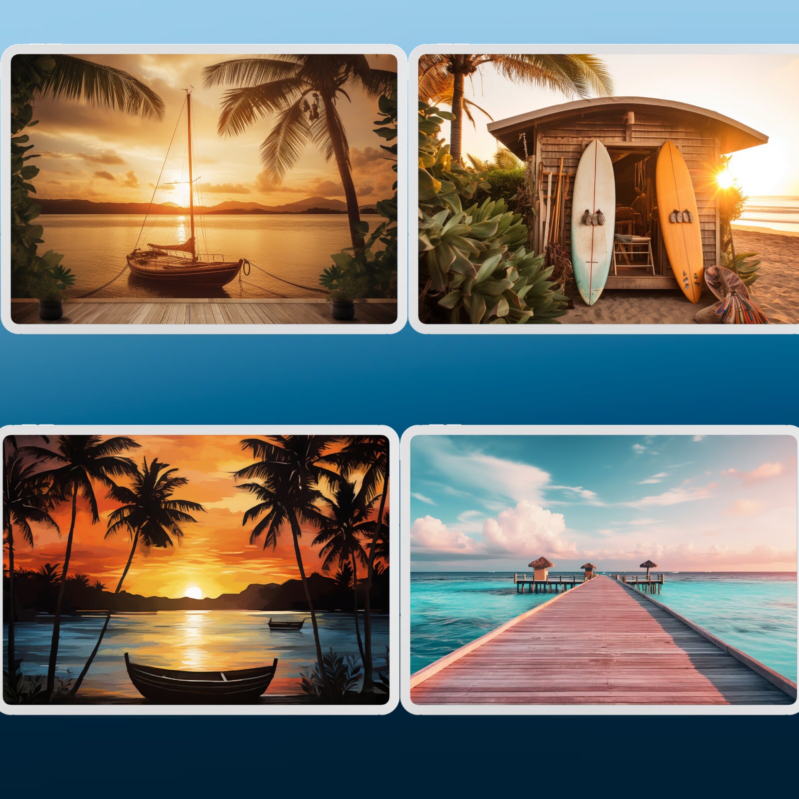 Digital Caribbean Background, Tropical Beach Wedding, Ceremony Backdrop ...