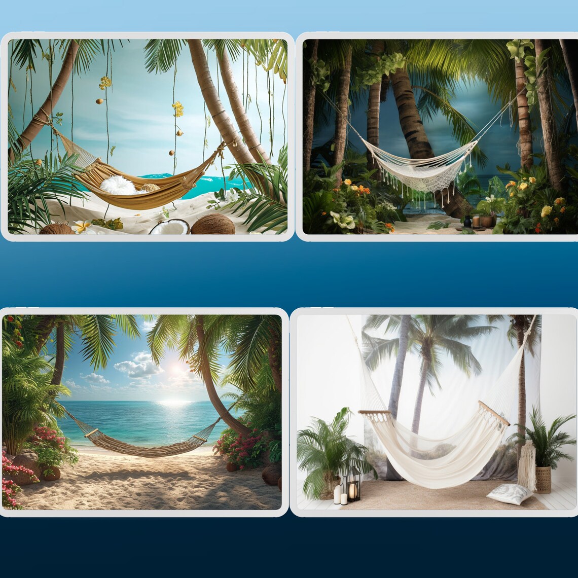 Digital Caribbean Background, Tropical Beach Wedding, Ceremony Backdrop ...