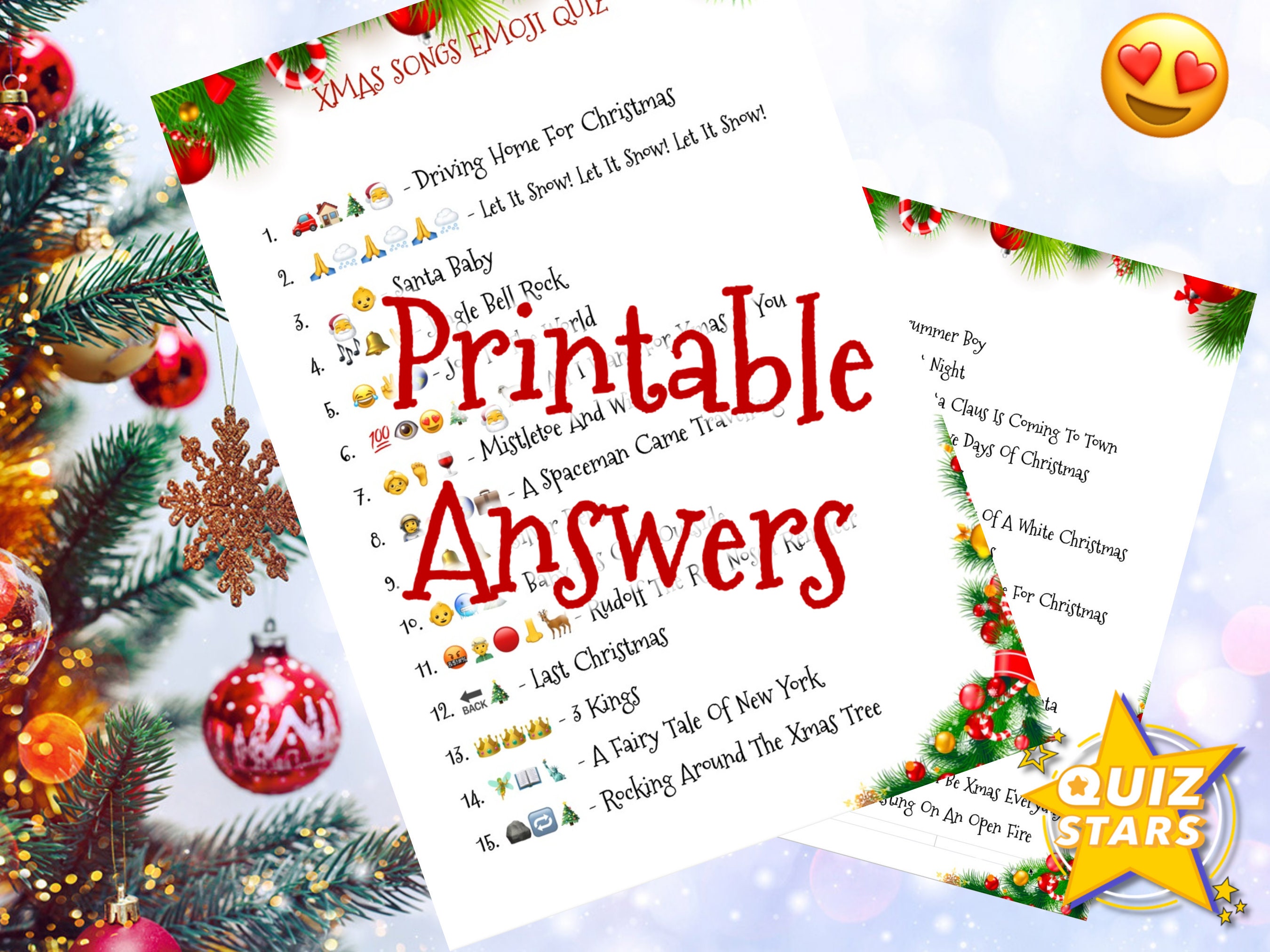 Christmas Songs Emoji Quiz, Fun Xmas Party Game to Play With Friends ...
