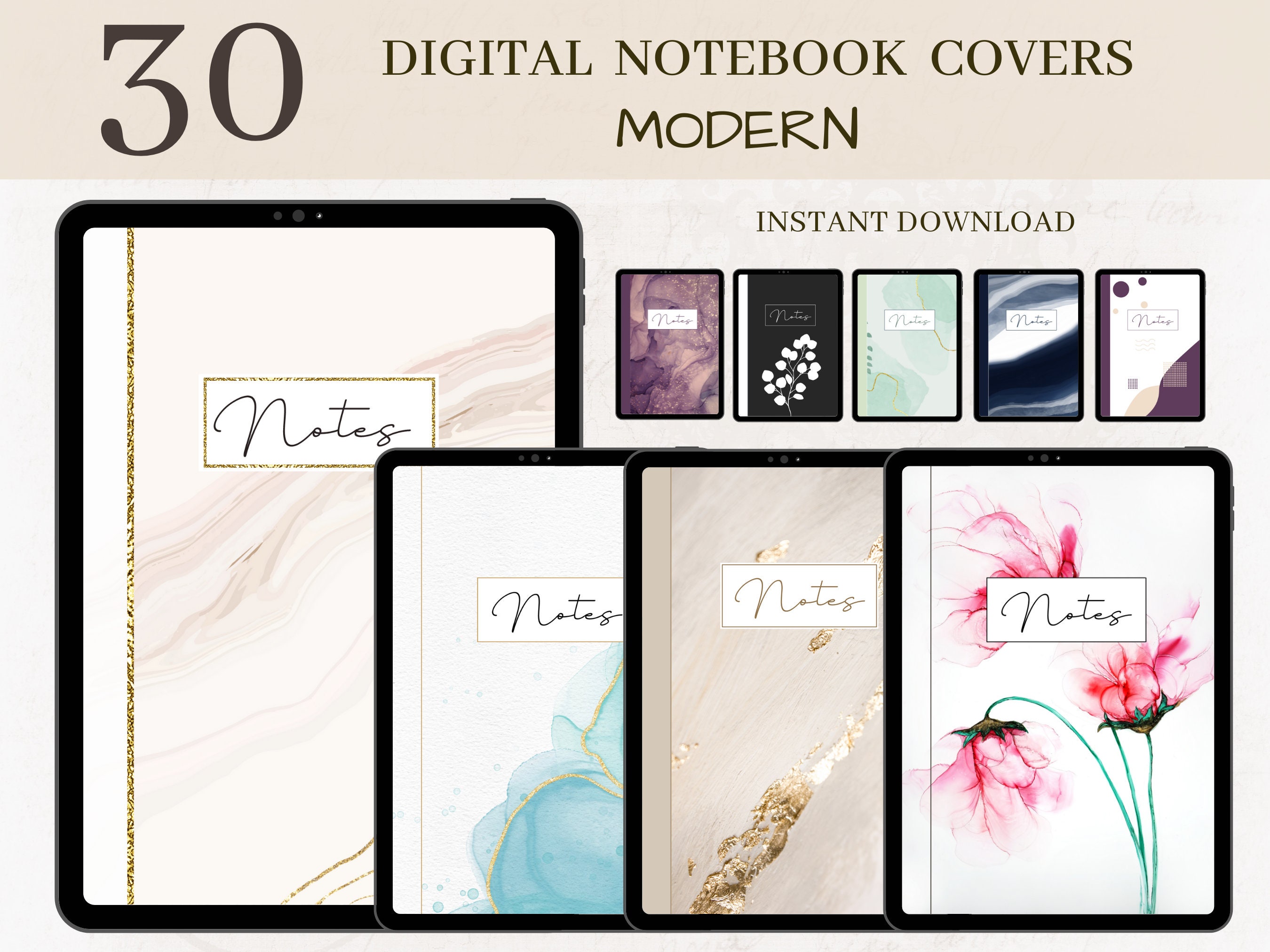 Modern Digital Notebook Covers Digital Covers Instant - Etsy