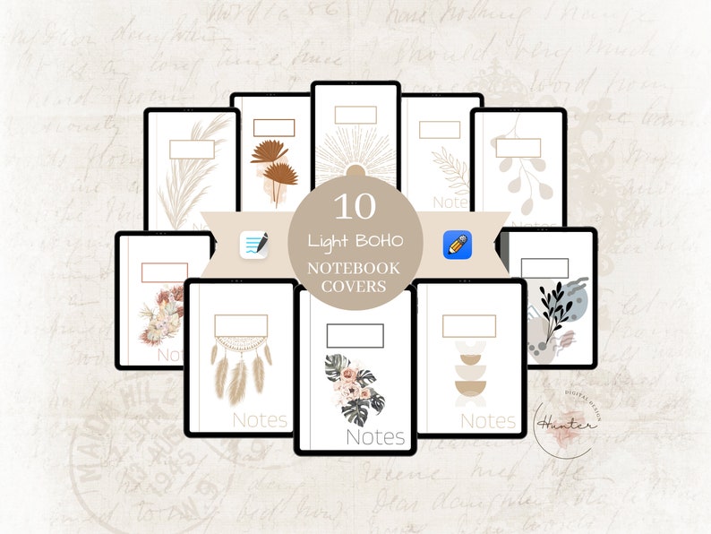 Digital Notebook Covers Instant Download Boho Aesthetic Goodnotes Cover ...