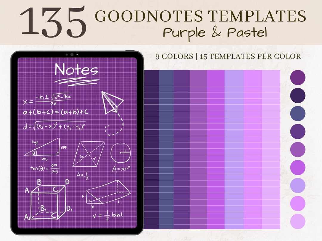Purple Paper Digital Templates Pastel Goodnotes Templates - Etsy