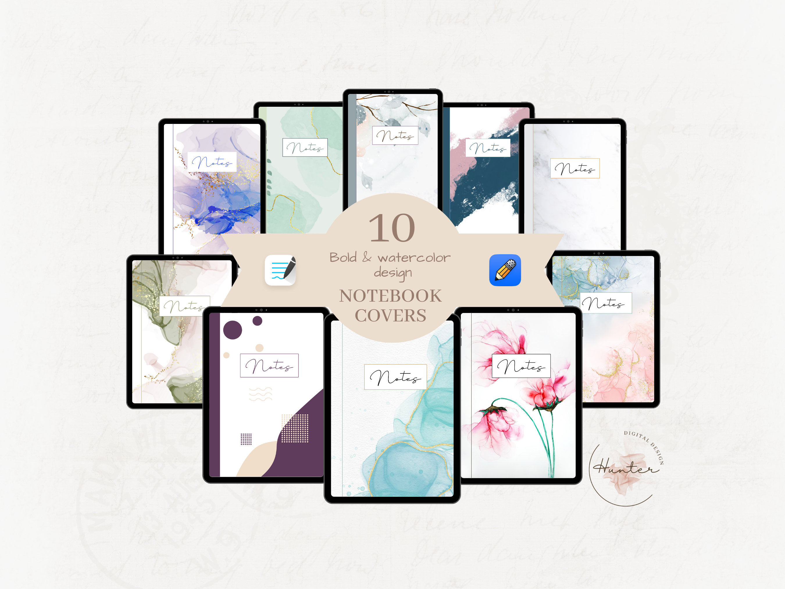 Modern Digital Notebook Covers Digital Covers Instant - Etsy