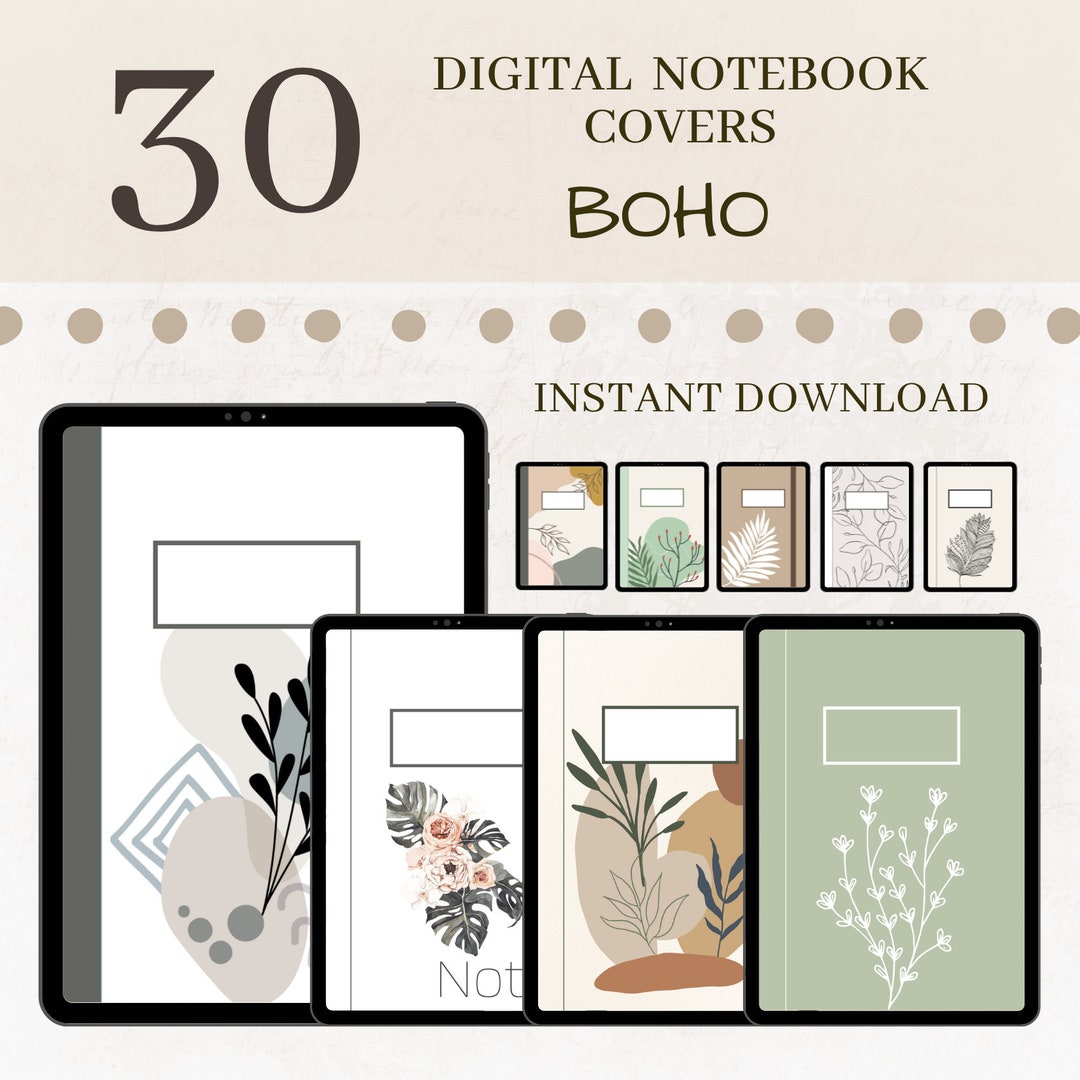 Digital Notebook Covers | Instant Download | Boho Aesthetic | Goodnotes ...