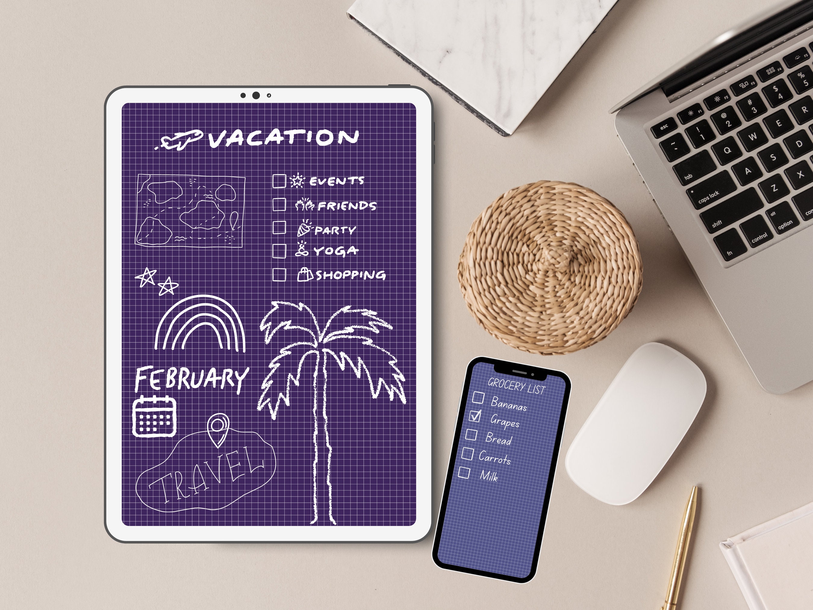 Purple Paper Digital Templates | Pastel Goodnotes Templates | Purple ...