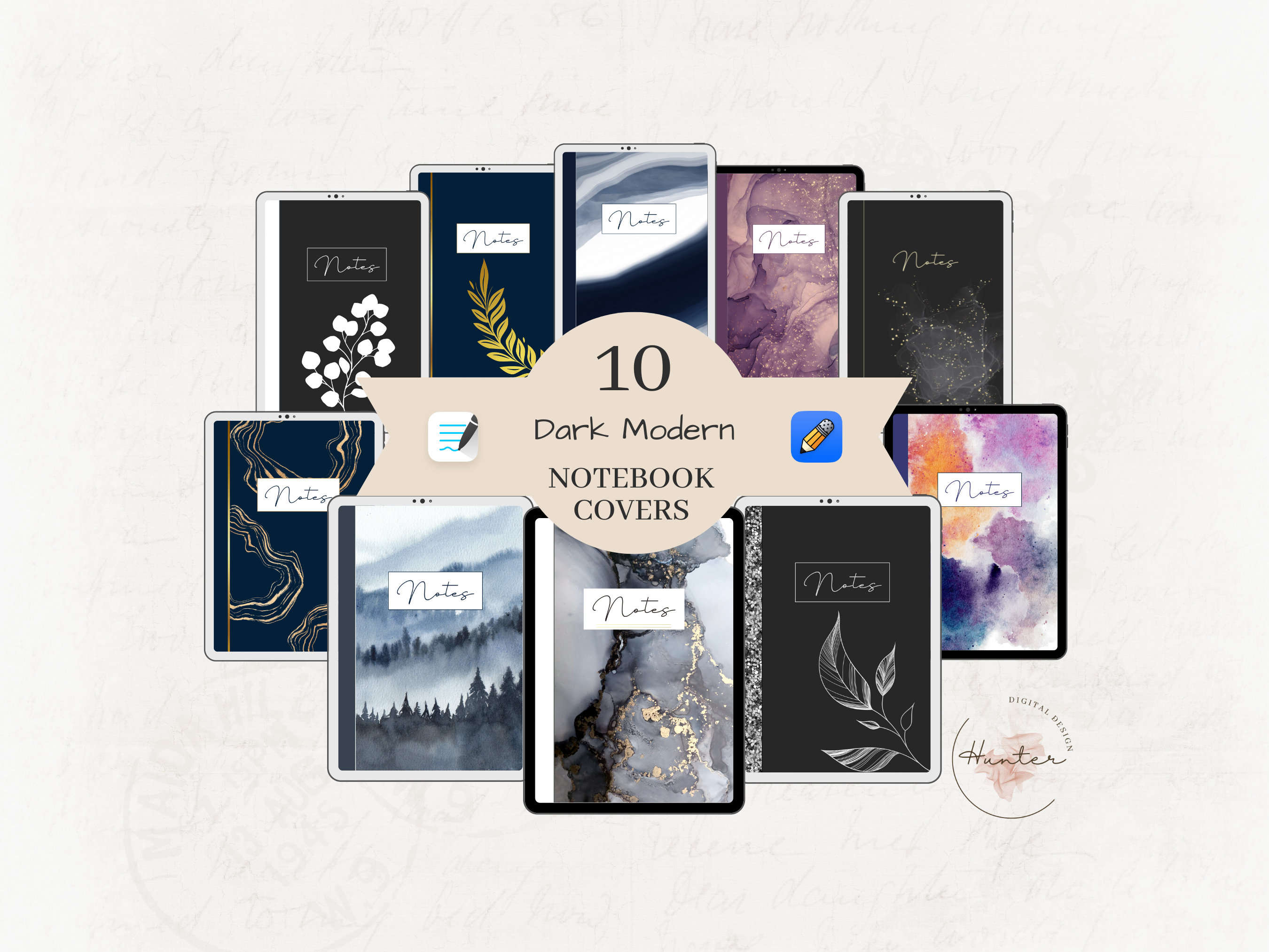 Modern Digital Notebook Covers Digital Covers Instant - Etsy