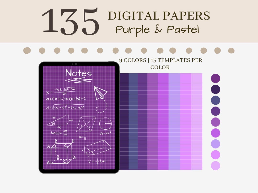 Purple Paper Digital Templates | Pastel Goodnotes Templates | Purple ...