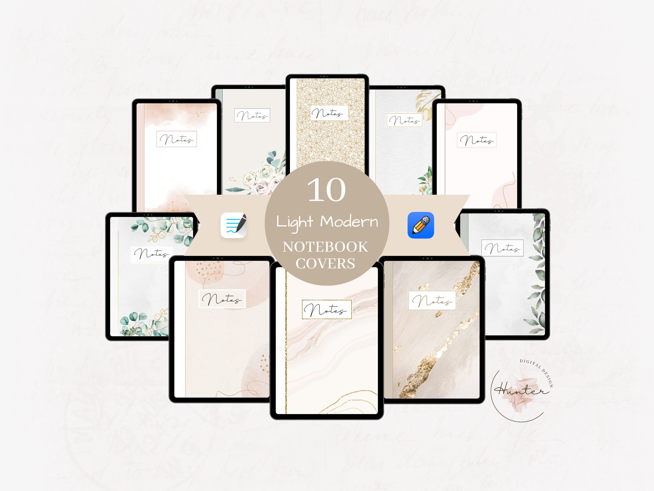 Modern Digital Notebook Covers Digital Covers Instant - Etsy