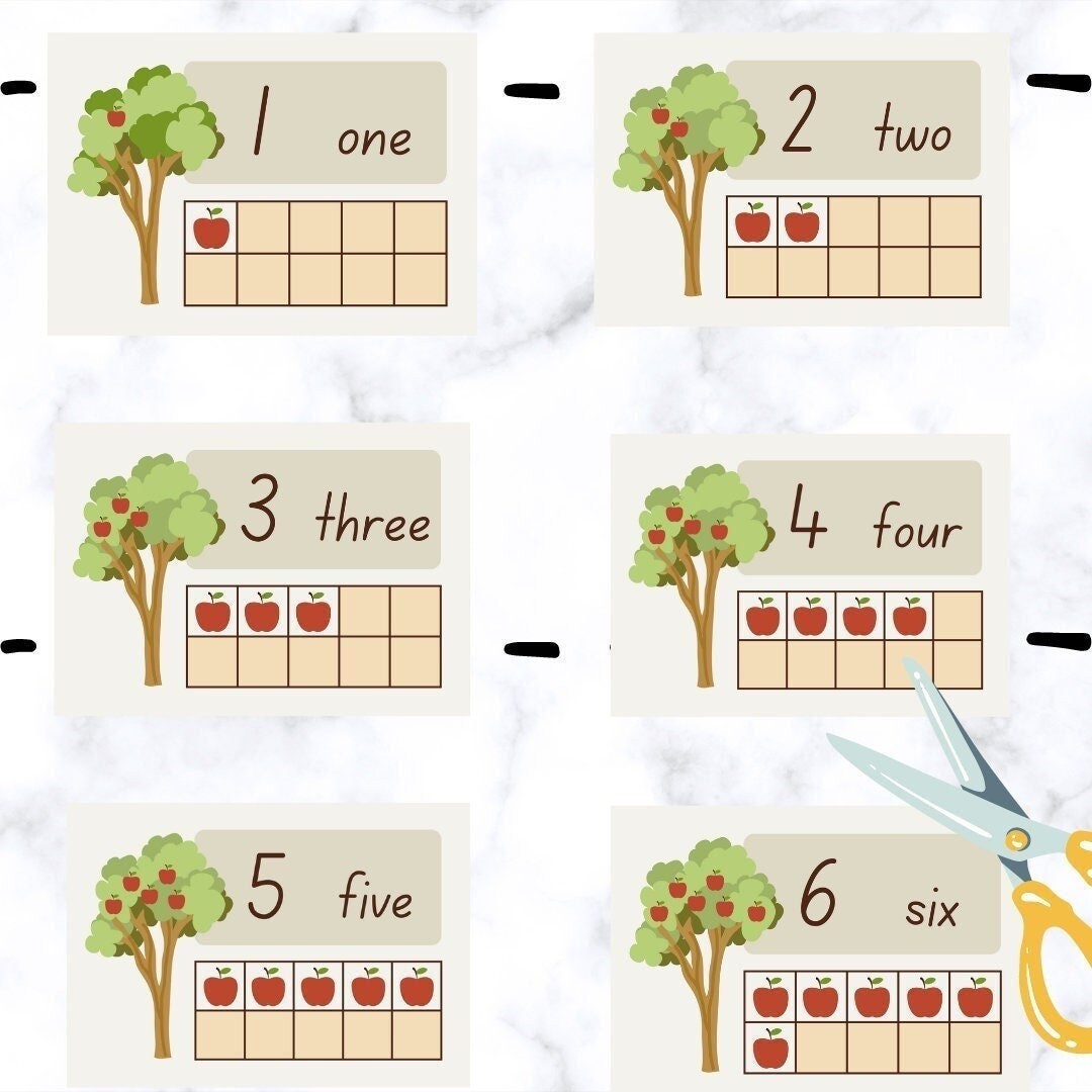Apple Counting Number Cards 1-10. Counting Cards Toddler. Printable ...