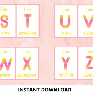 Pink Affirmations Alphabet Flashcards: Classroom Posters (PDF) - Etsy