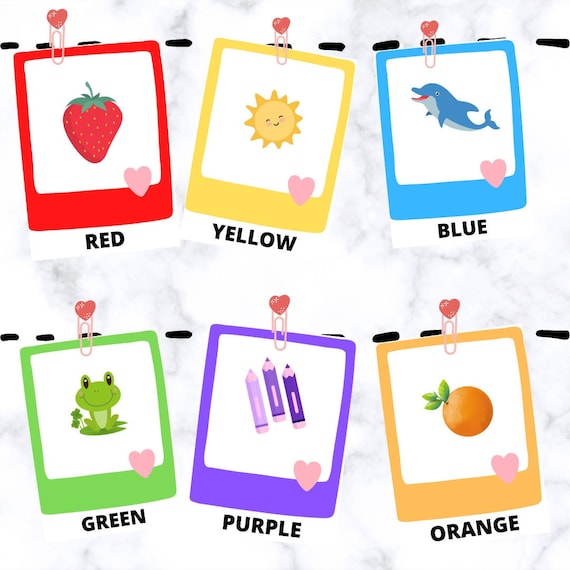 9 Color Cards Montessori Flashcards Pre-school Cards - Etsy