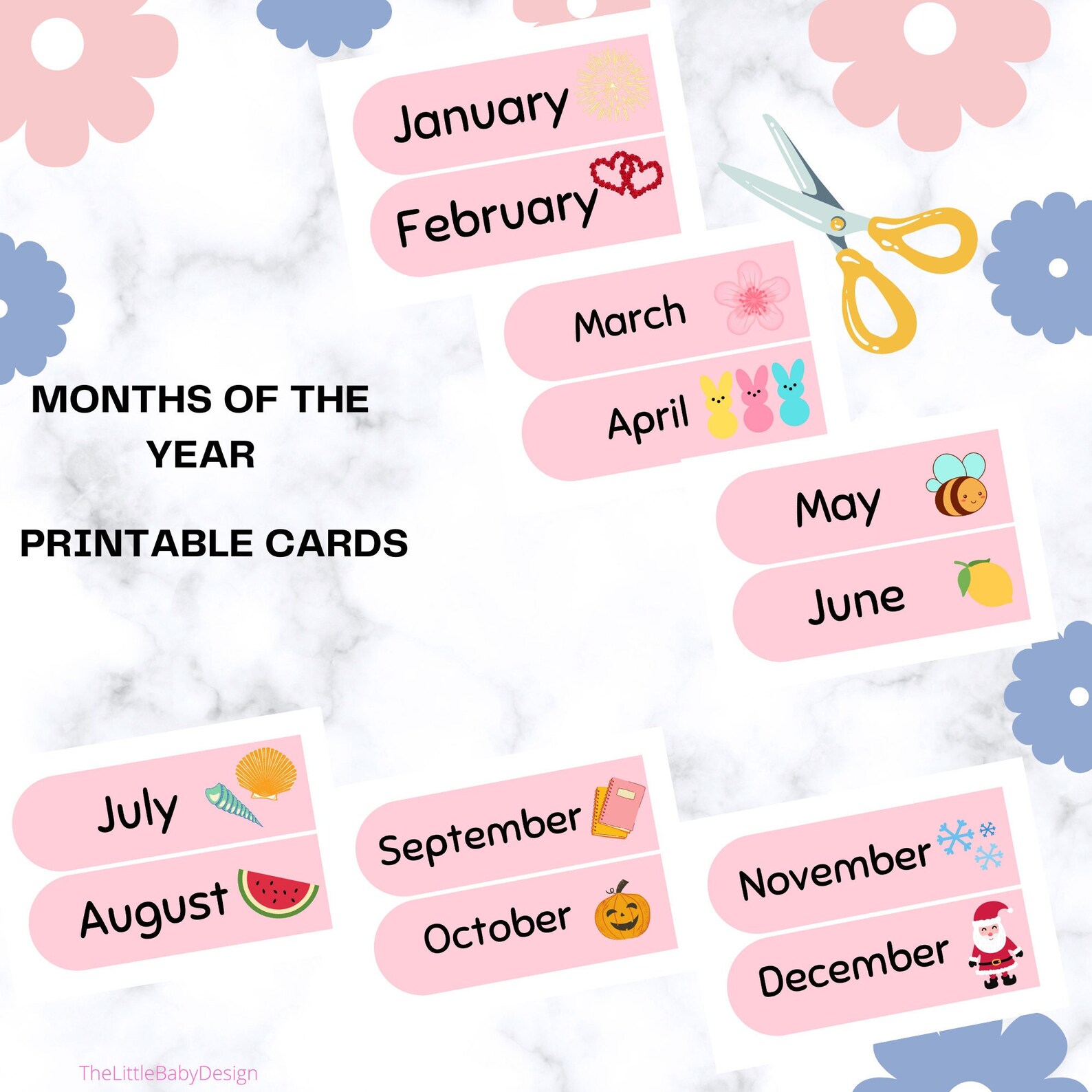 Months of the Year Flashcards: Classroom & Homeschool Printable (PDF A4 ...