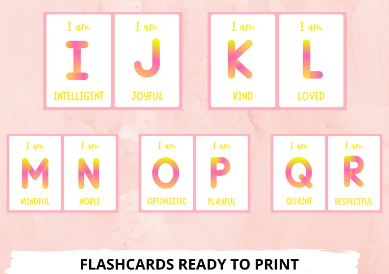 Pink Affirmations Alphabet Flashcards: Classroom Posters (PDF) - Etsy