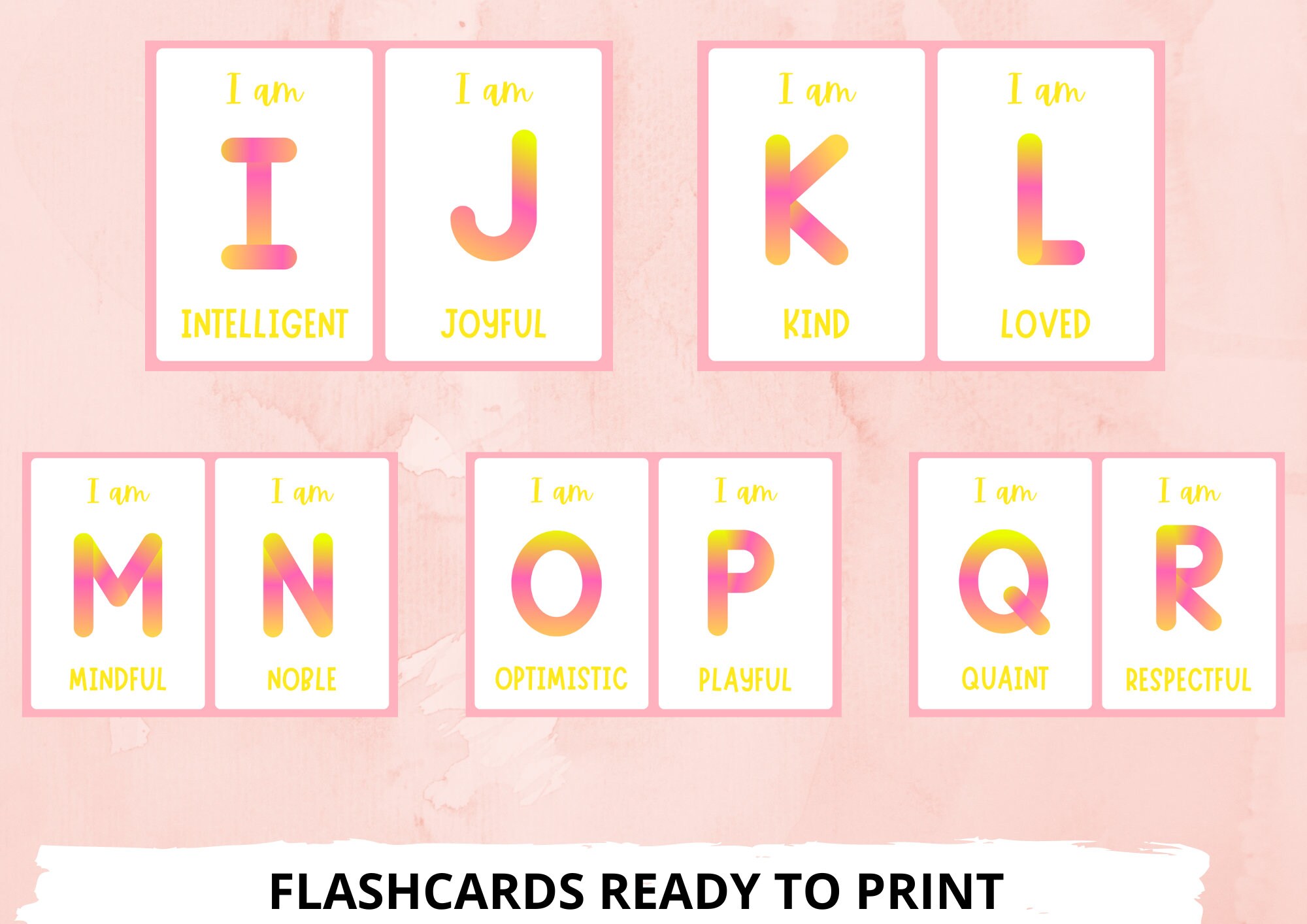 Pink Affirmations Alphabet Flashcards: Classroom Posters (PDF) - Etsy