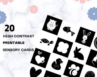 100 High Contrast Baby Cards Bundle - Printable Montessori Black and ...