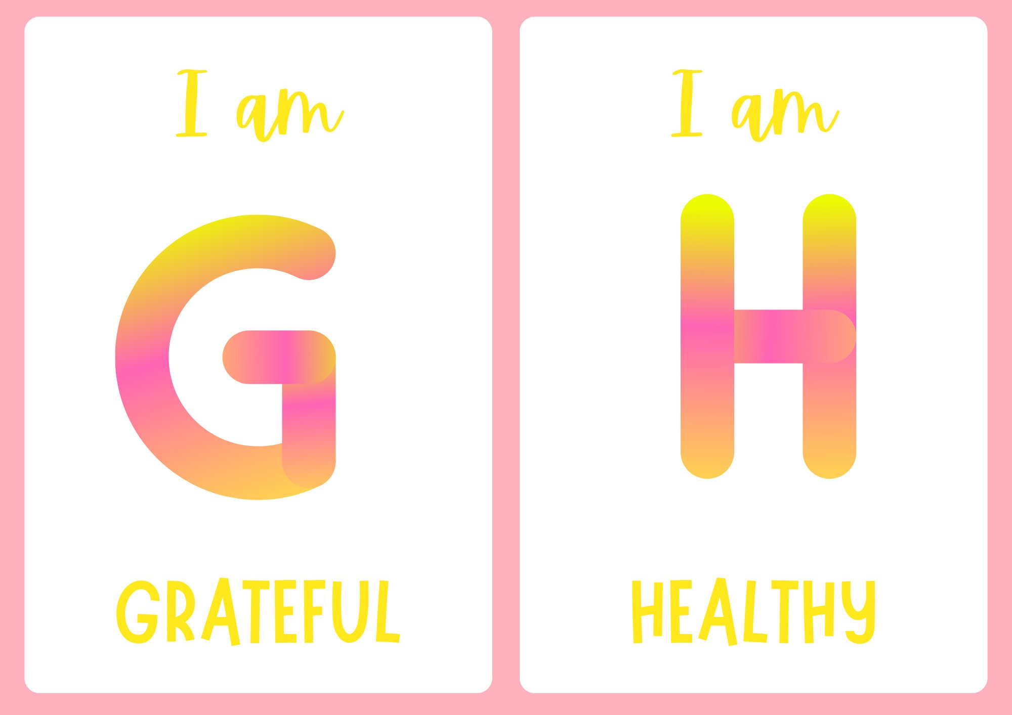 Pink Affirmations Alphabet Flashcards: Classroom Posters (PDF) - Etsy