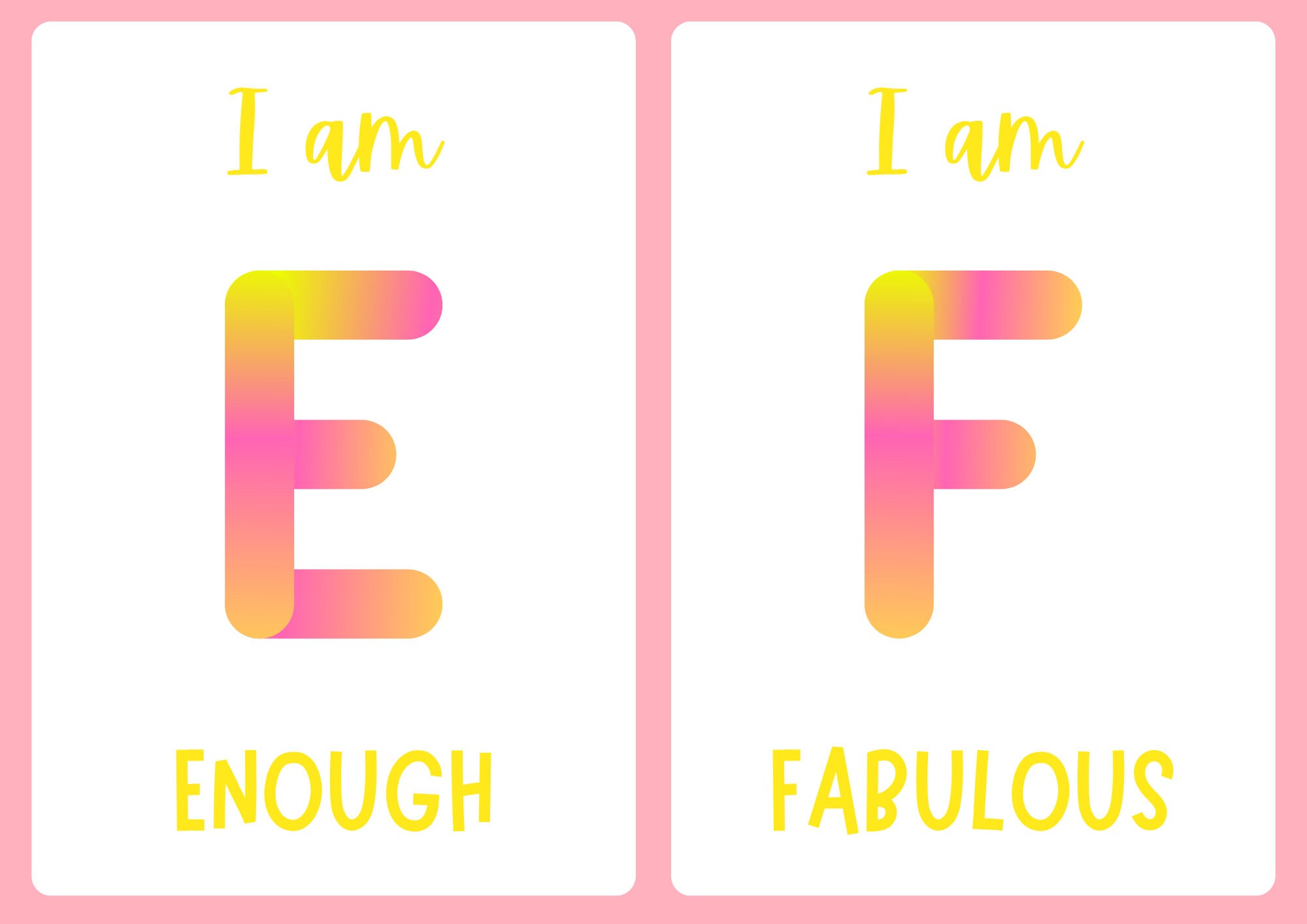Pink Affirmations Alphabet Flashcards: Classroom Posters (PDF) - Etsy